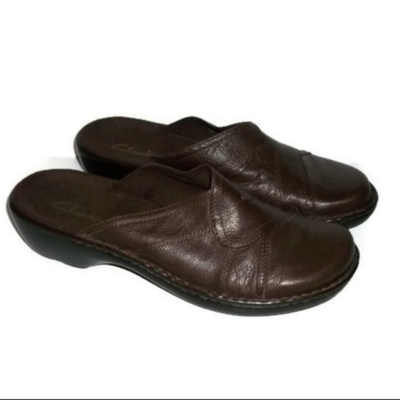 Clarks | Shoes | Clarks Brown Leather Mules Slipon Shoessz 65 M | Poshmark